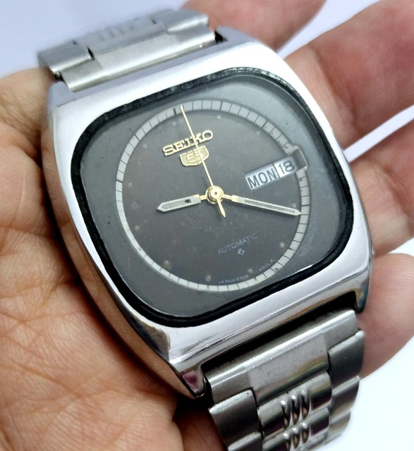 VINTAGE SEIKO 5 Automatic Black Dial Men's Watch Case 36mm Free ...