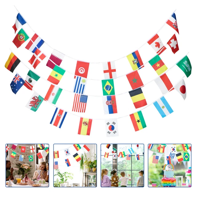 STRING FLAG 24 European Country Flags International Fan £6.99 - PicClick UK