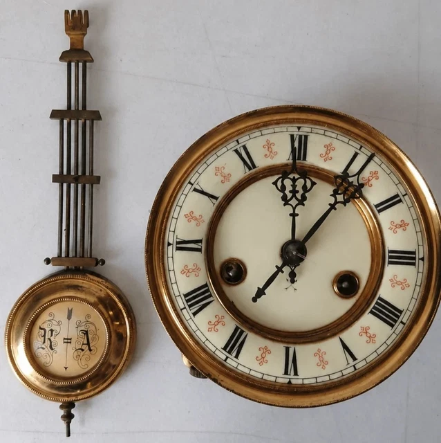 VINTAGE WALL CLOCK Movement With Pendulum & Enamel Dial 1910s Untested ...