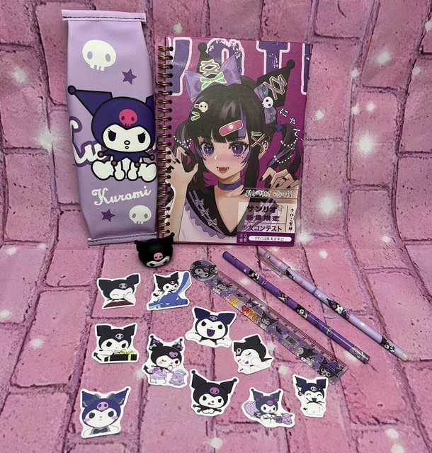 KUROMI SANRIO ANIME Bundle~Notebook~Pencil Case~Stickers~Pen~Kawaii ...