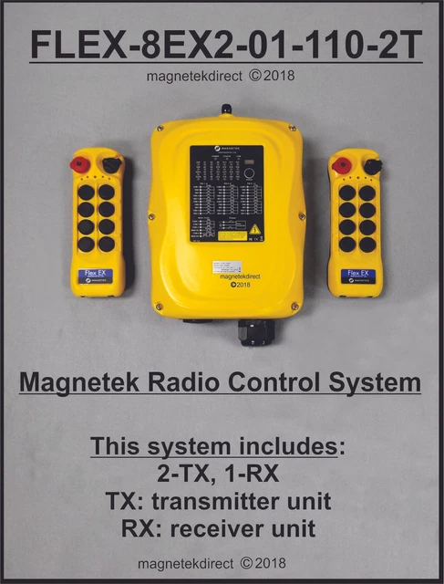 MAGNETEK FLEX 8EX2-01-110-2T Overhead Crane Hoist Radio Remote Control System $1,320.83 ...