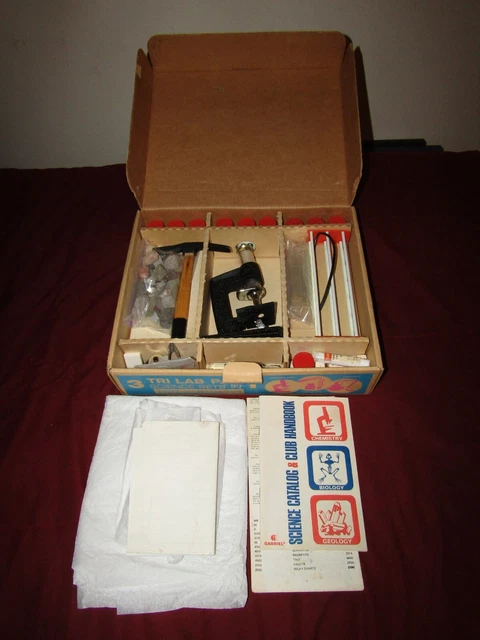VINTAGE 1970 GILBERT Science Tri Lab Pak Microscope/Chemistry/Geology £ ...