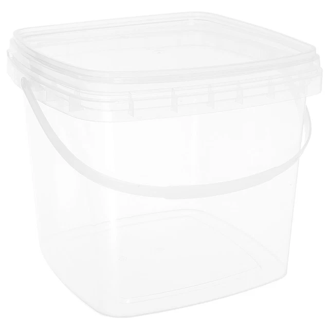 PLASTIC ICE CREAM Bucket with Lid Water Food Bucket with Lid Handle ...