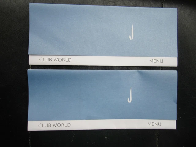 TWO DIFFERENT BRITISH Airways Club World Menus £1.56 - PicClick UK