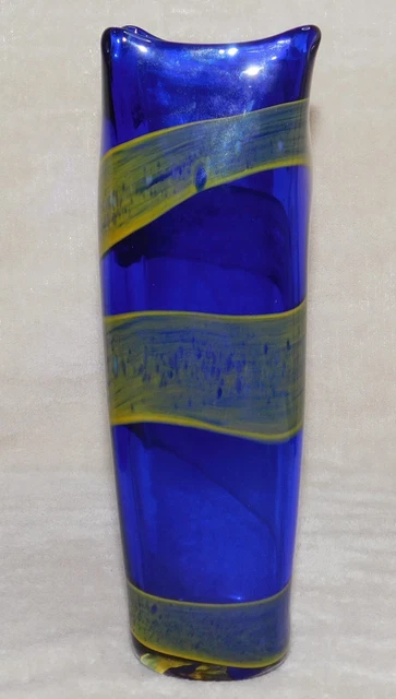 AUSTRALIAN STUDIO ART Glass Hand Blown Vase Glenistair Hancock Signed ...