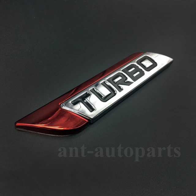 3D METAL CHROME Turbo Trunk Tailgate Car Auto Red Emblem Badge Decal ...