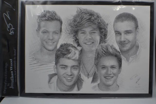 RARE SEALED ONE Direction Original Pencil Drawing by Jonathan Wood ...
