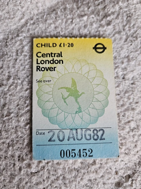 RARE LONDON UNDERGROUND Central London Rover Ticket 20 Aug 1982 £3.99 ...