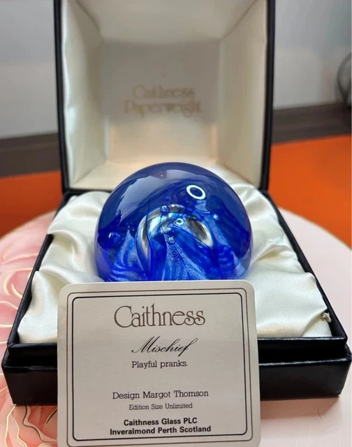 CAITHNESS MISCHIEF GLASS Paperweight by Margot Thomson 1990 -Boxed ...