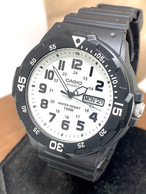 CASIO MENS WATCH MRW200H Quartz White Dial Black Resin Analog Day Date 43mm 5125 £21.37 ...