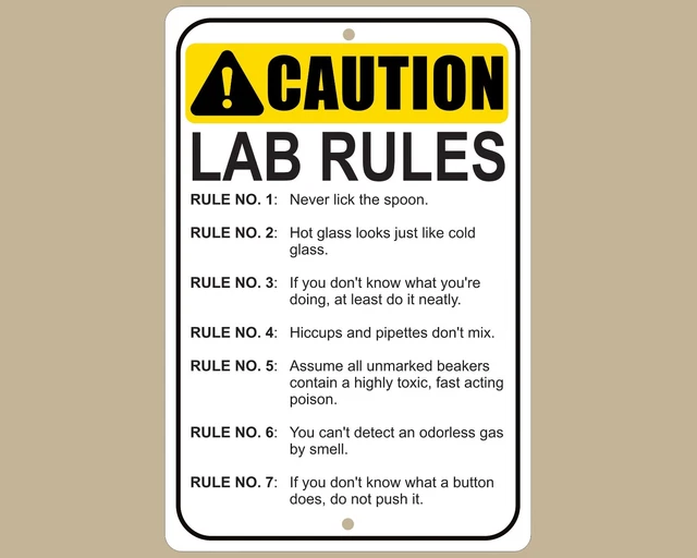 LABORATORY RULES SIGN, Science Classroom Decor, High School College Lab ...
