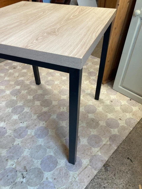 STEFIX BLACK METAL Frame Dining Table Brown Wood Effect Top with ...