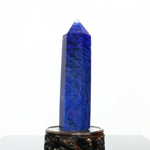 1269G HIGH-TEMPERATURE BLUE Smelting Crystal Obelisk Quartz Point Wand ...