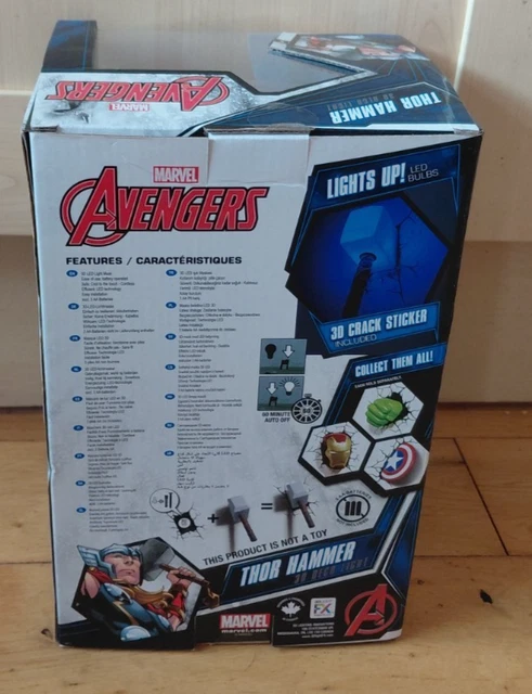 MARVEL AVENGERS THOR Hammer 3D Light With "Crack" Sticker For Effect £ ...