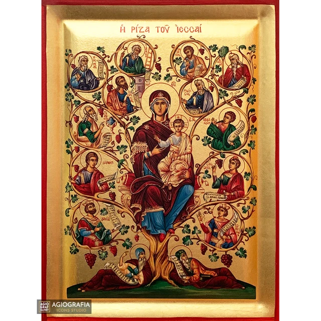 VIRGIN MARY TREE of Jesse Christian Orthodox Icon on Wood with Gold ...