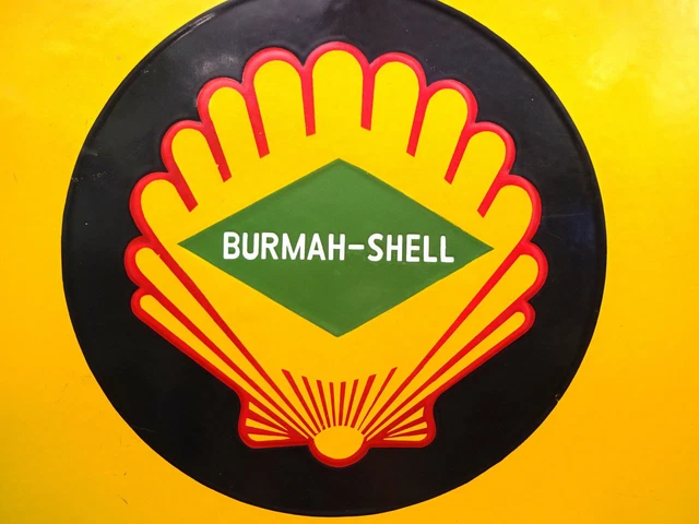 OLD BURMAH -SHELL Very Rare Vintage Enamel Porcelain Sign Beautiful And ...