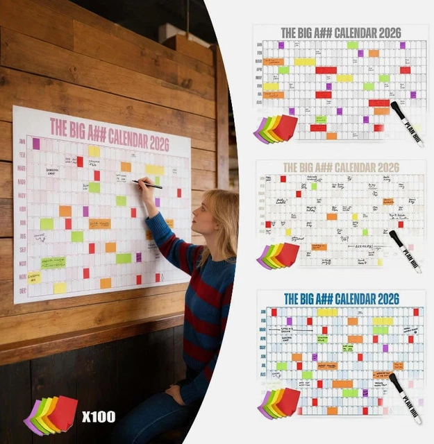 2026 BIG DRY Erase Wall Calendar Extra Large 12 Month Annual Yearly ...