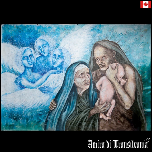 BLUE ANGEL WING sk art painting modern religious religion sacred ...