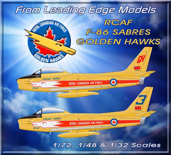 1/48 RCAF F-86 Sabre Golden Hawks model decal set by Leading Edge ...