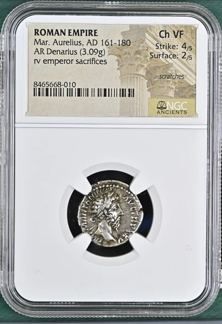 ROMAN EMPIRE - Marcus Aurelius - AD 161-180 - Silver Denarius - NGC Ch VF - 251 £175.00 ...
