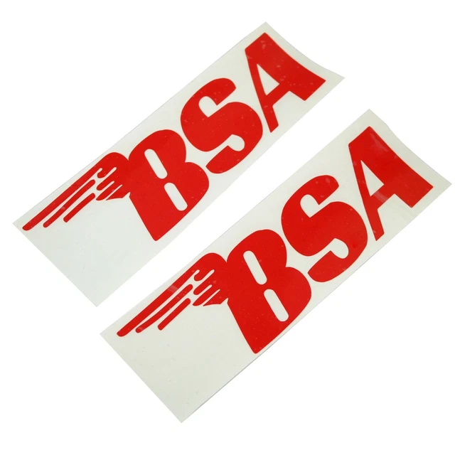 BSA BENZIN TANK Sticker Aufkleber Abzeichen Emblem Vinyl Rot Set Mit 2 ...