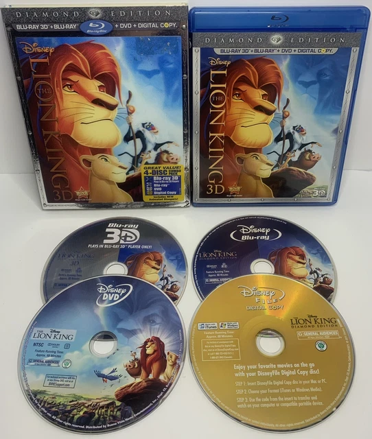 THE LION KING (3D, 2D Bluray, Dvd, Disney, 1994, Lenticular Slipcover ...