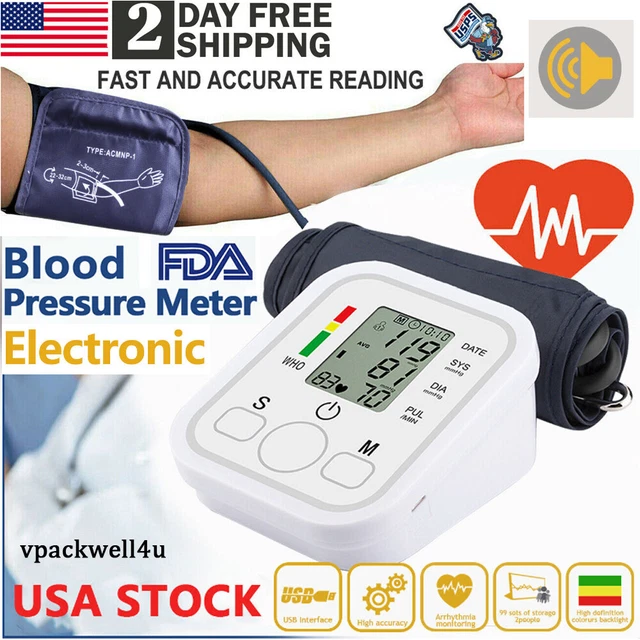 AUTOMATIC ARM BLOOD Pressure Monitor US Digital BP Cuff Pulse Heart ...