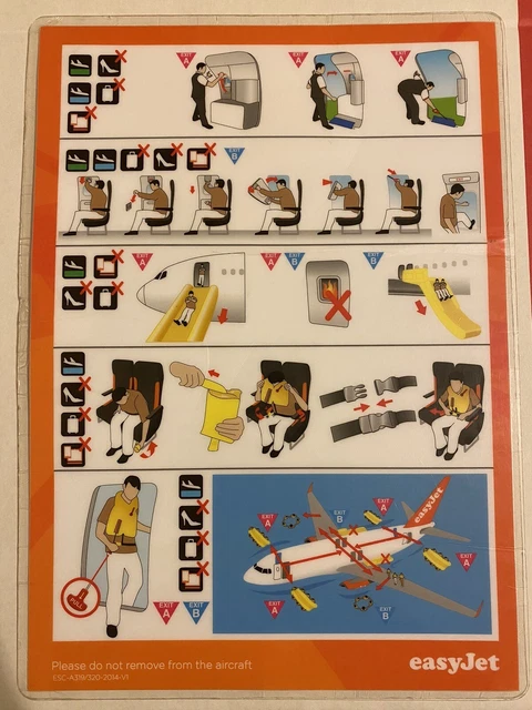 EASYJET AIRLINES AIRBUS A319 A320 Aircraft Passenger Safety Card DECENT ...