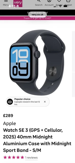 APPLE WATCH SE 3nd Generation SE 3 GPS + Cellular 40mm Midnight ...