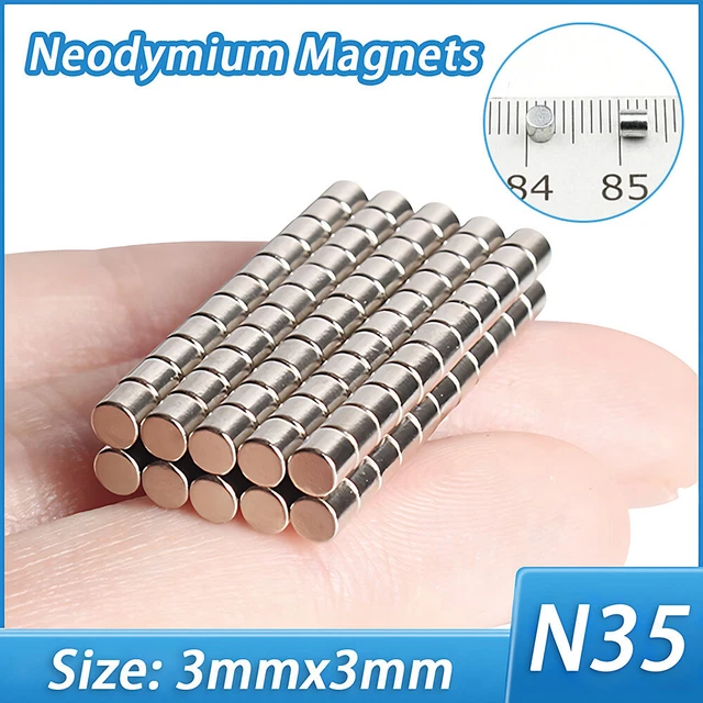 MAGNETI AL NEODIMIO Magneti N35 3 mm x 3 mm dischi magnetici rotondi ...