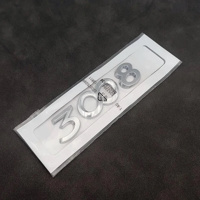 LOGO PEUGEOT 3008 Chrome Emblème Insigne Sigle Monogramme Autocollant ...