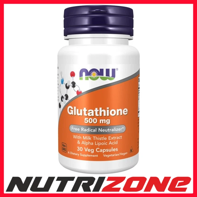 NOW FOODS GLUTATHIONE with Milk Thistle & Alpha Lipoic Acid 500mg - 30 ...