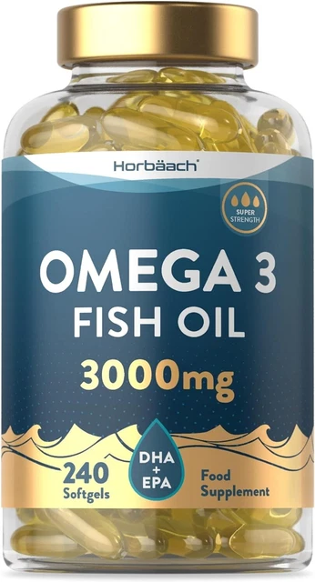 OMEGA 3 FISH Oil 3000mg | 240 Capsules | EPA & DHA Fatty Acids | by ...