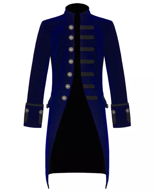 MENS STEAMPUNK VINTAGE Tailcoat Jacket Velvet Gothic Victorian Blue ...