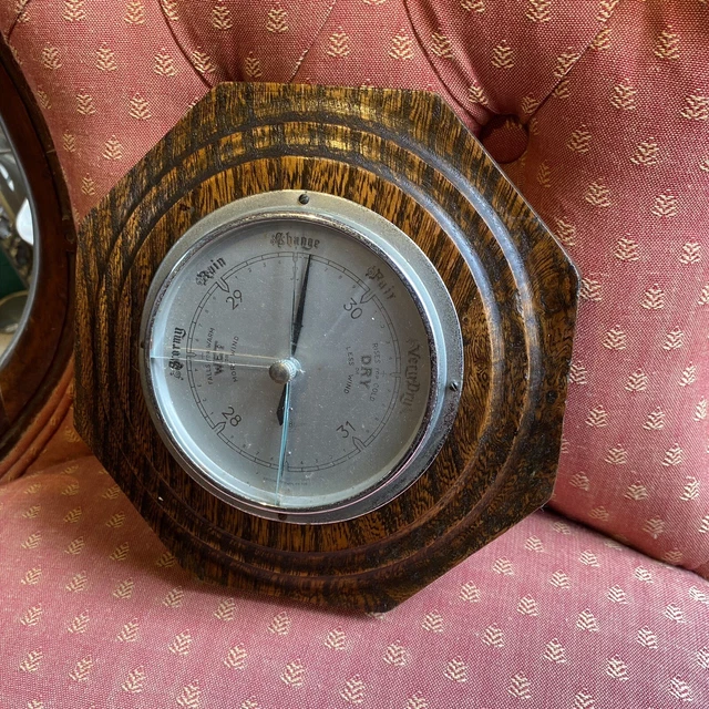 VINTAGE SB SMITHS barometer 1930s Wooden Weather Station Antique Spares ...