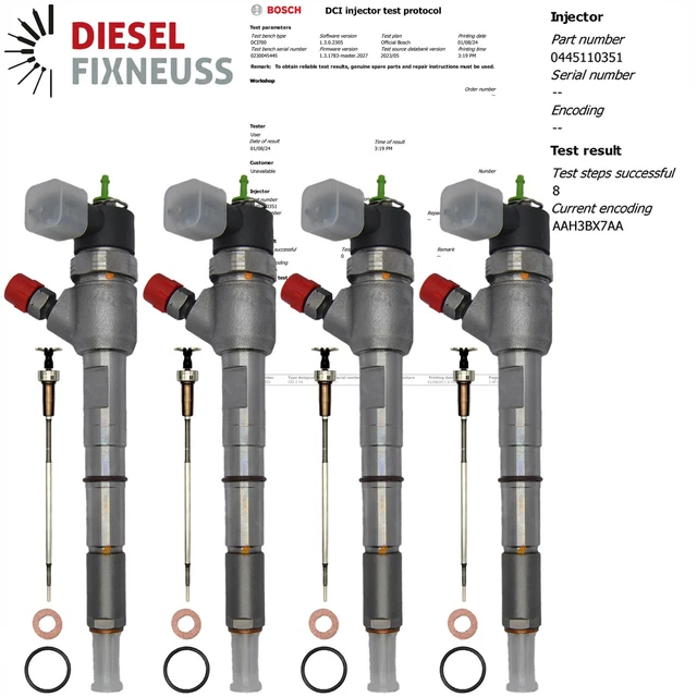 4X INJECTOR 0445110351 Fiat Peugeot Vauxhall Citroen 1.3 CDTI Multijet ...