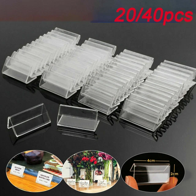 20/40X MINI ACRYLIC Sign Display Holder Price Name Card Tag Label Stand ...