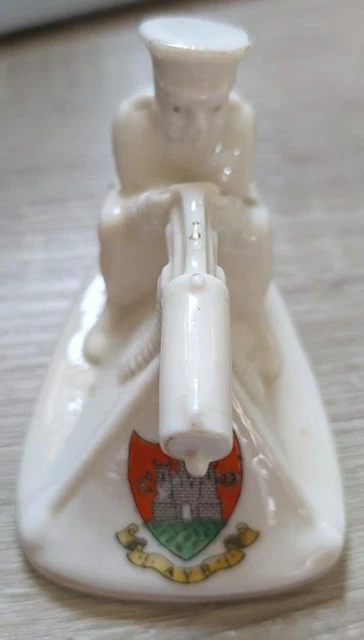 RARE ANTIQUE ARCADIAN China Model "Tommy and His Machine Gun" with ...