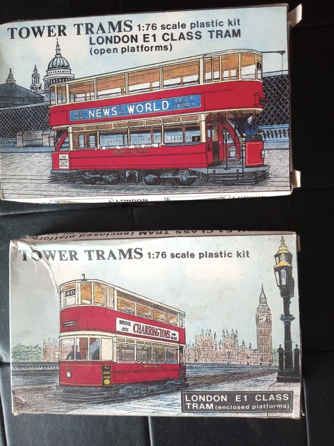 TOWER TRAMS PLASTIC kits x 2 London E1 class enclosed platform and one ...