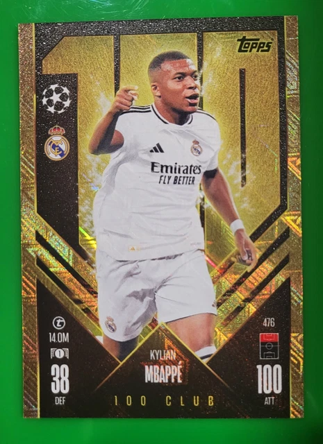 TOPPS MATCH ATTAX 2024/25 2025 Kylian Mbappe Real Madrid 100 Club Foil ...