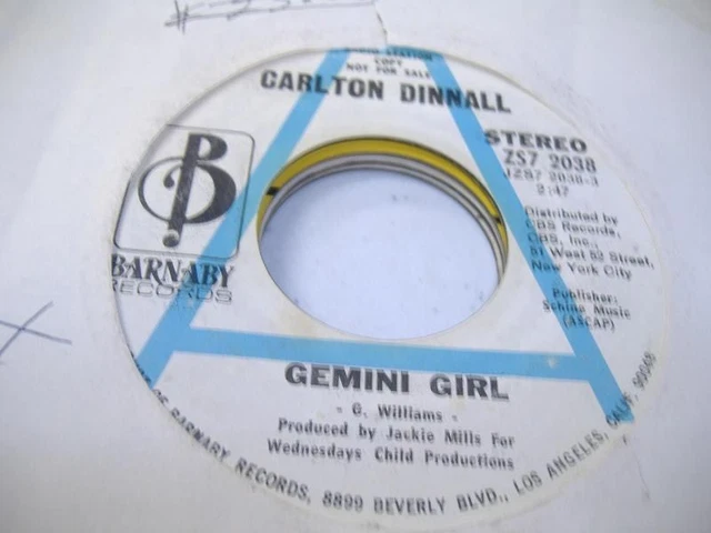 ROCK PROMO 45 CARLTON DINNALL Gemini Girl on Barnaby (promo) $8.53 ...