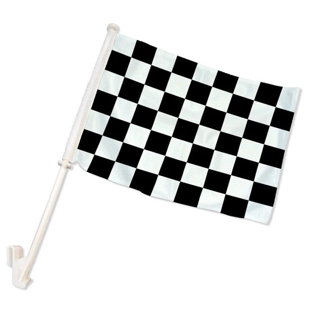 CHECKERED CAR FLAG BLACK AND WHITE RACING Car Window Flag 100D £8.39 ...