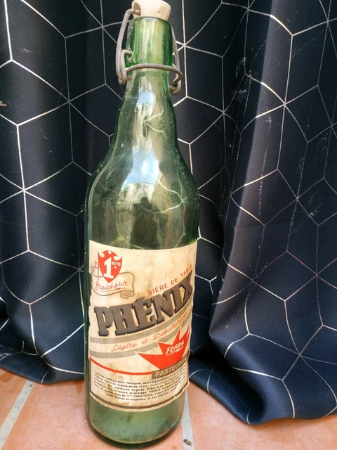 BOUTEILLE DE BIERE en Verre ancienne Phénix collection rare vintage décoration EUR 1,00 ...