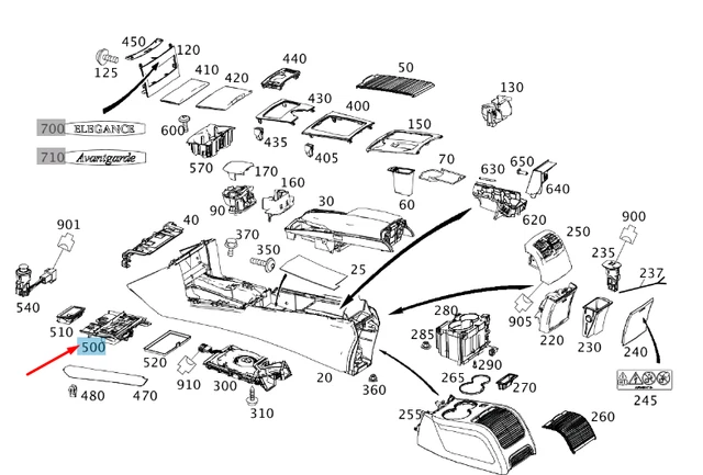 MB E W212 Centre Console Front Stowage Compartment A2126809850 NEW ...