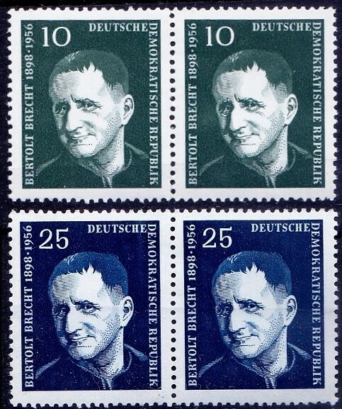 BERTOLT BRECHT, POET, playwright theatre director, Germany 1957 MNH 2v ...