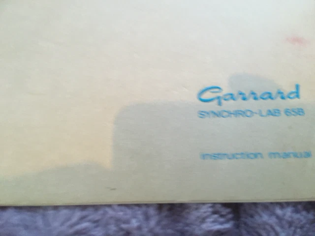 GARRARD SYNCHRO-LAB 65B Turntable Original Instruction Manual Good ...