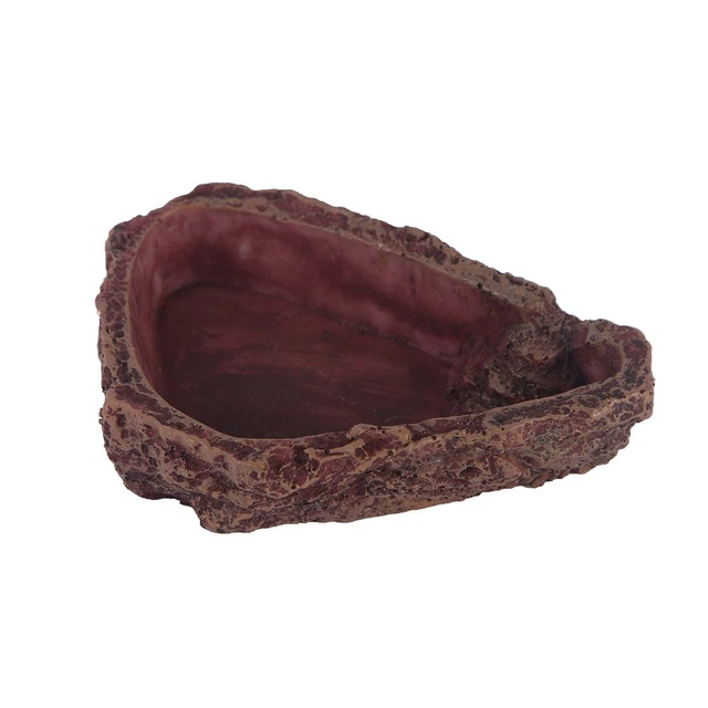 RESIN FOOD DISH Reptile Water Basin Imitation Tree Bark Feeding Bowl ...