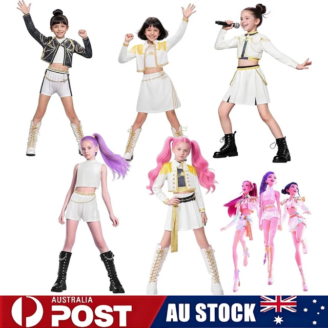 KIDS GIRLS KPOP Demon Hunters Rumi Mira Zoey Cosplay Costume Fancy ...