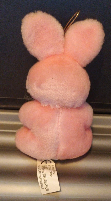 SMALL PINK BUNNY Rabbit Plush (with Gold Loop); late 90s/early 2000s ...