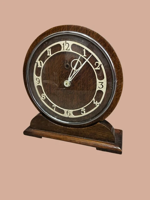 ART DECO ELECTRIC Stylish Oak Desk Mantle Clock, English, C1930 By ...